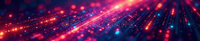 Abstract Digital Code Flow Glowing Lines Binary Data Circuit Cyber