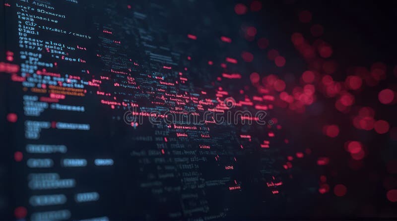 Abstract Code Screen with Red Bokeh Stock Illustration - Illustration ...