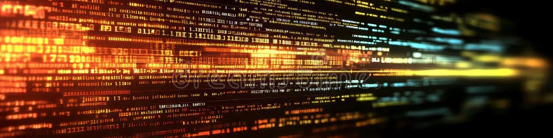 Abstract Digital Code Flow Vibrant Binary Data Stream In Cyberspace