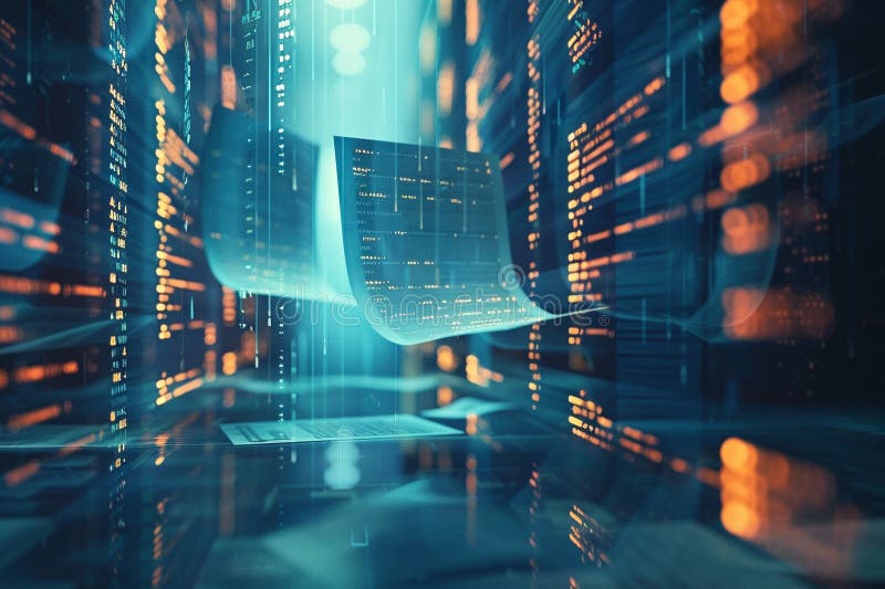 Abstract Digital Code with a Flowing Effect Stock Illustration ...