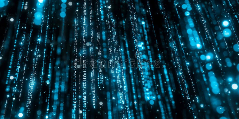 Abstract Digital Code Raining Down on a Black Background Stock ...