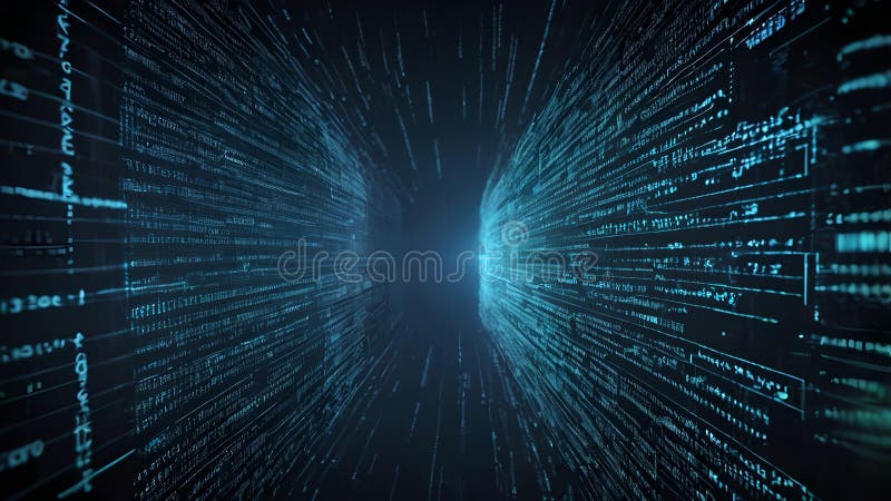 Abstract Digital Code Tunnel, Futuristic Technology Background Stock ...