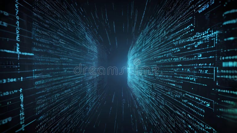 Abstract Digital Code Tunnel, Futuristic Technology Background Stock ...