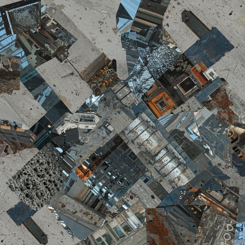 Abstract Digital Collage Featuring Geometric Forms and Textures in ...