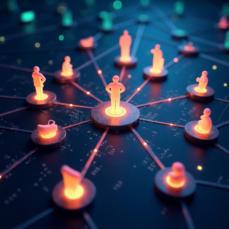 Abstract Digital Communication Network Connecting People Globally with ...