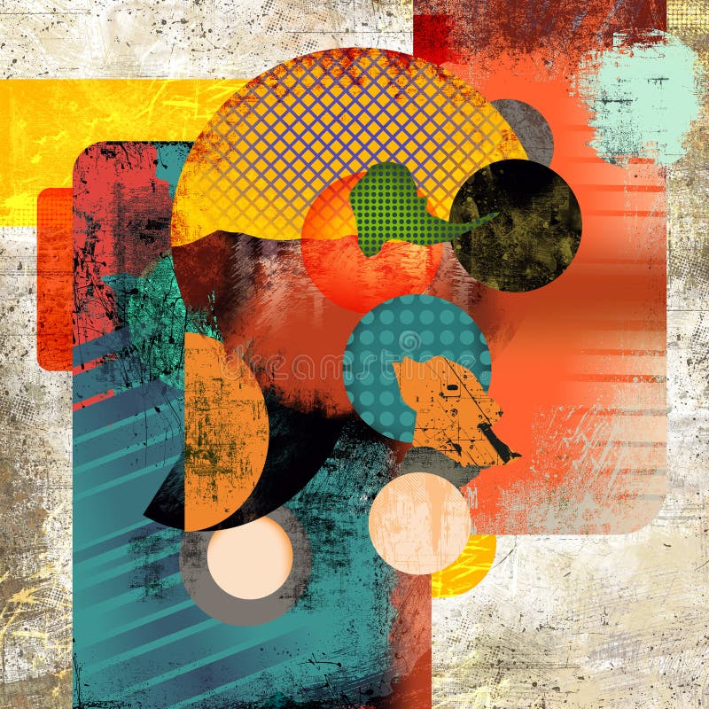 Abstract Digital Composition with Colorful Elements and Textured ...