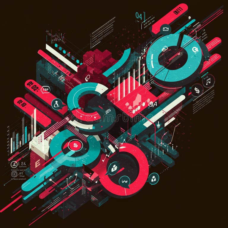 Abstract Digital Composition Featuring Circular and Linear Elements in ...