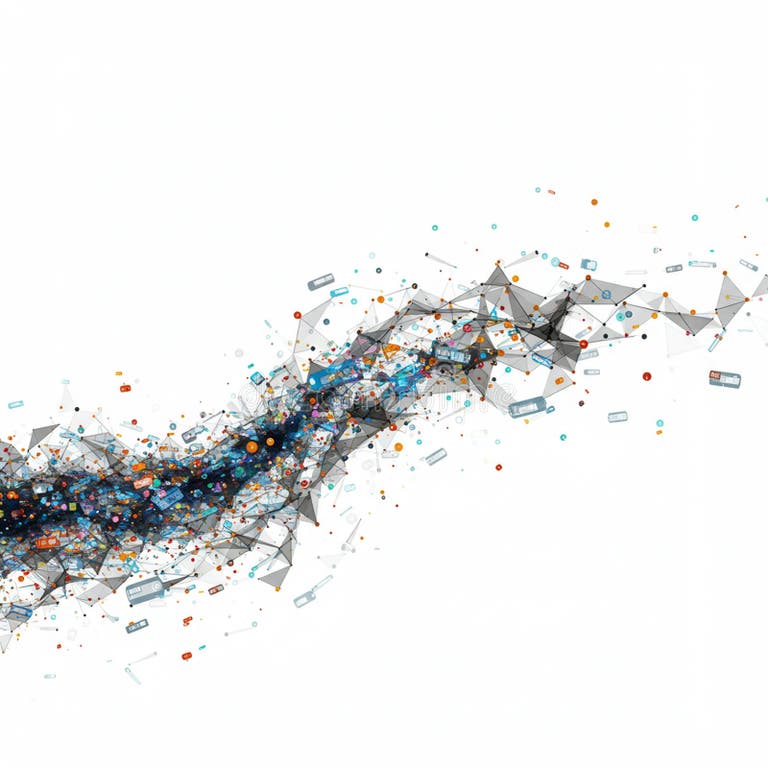 An Abstract Digital Composition Featuring a Dynamic Flow of Geometric ...