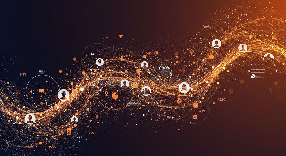 Abstract Digital Composition Featuring a Dynamic Wave of Interconnected ...