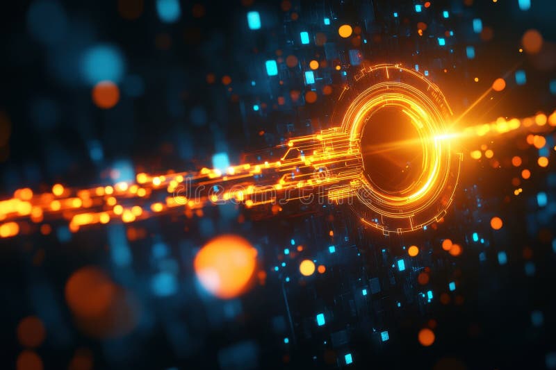 Abstract Digital Composition Featuring Glowing Circles and Vibrant ...