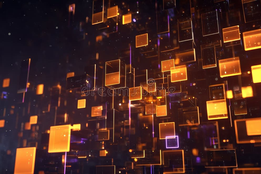 Abstract Digital Composition of Glowing Rectangles Floating in Space ...