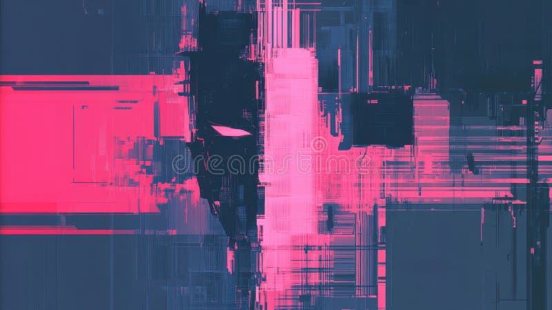 Abstract Digital Composition with Strong Pink and Dark Blue Blocks and ...