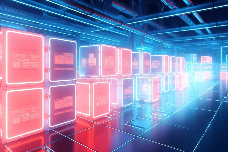 Abstract Digital Concept Blue Box Square Computer Cargo Cyber Tech ...