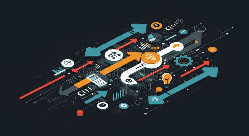 Abstract Digital Concept Illustration Featuring Interconnected Arrows ...