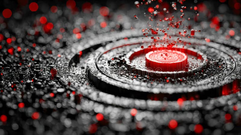 Abstract Digital Concept Showing a Glowing Red Bullseye Surrounded by ...