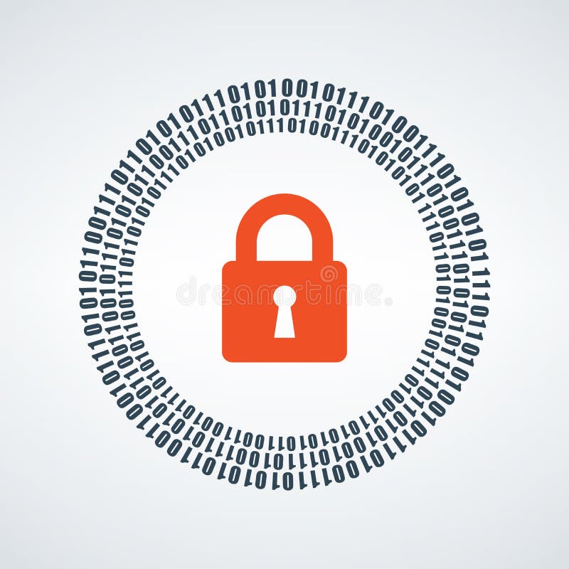 Abstract Digital Conceptual Technology Security with Lock, Binary ...
