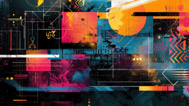 Abstract of Digital Connected Shape and Particle with Tech Cyber Style ...