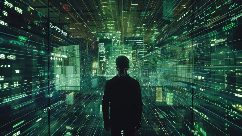 Abstract of Digital Connected Shape and Particle with Tech Cyber Style ...