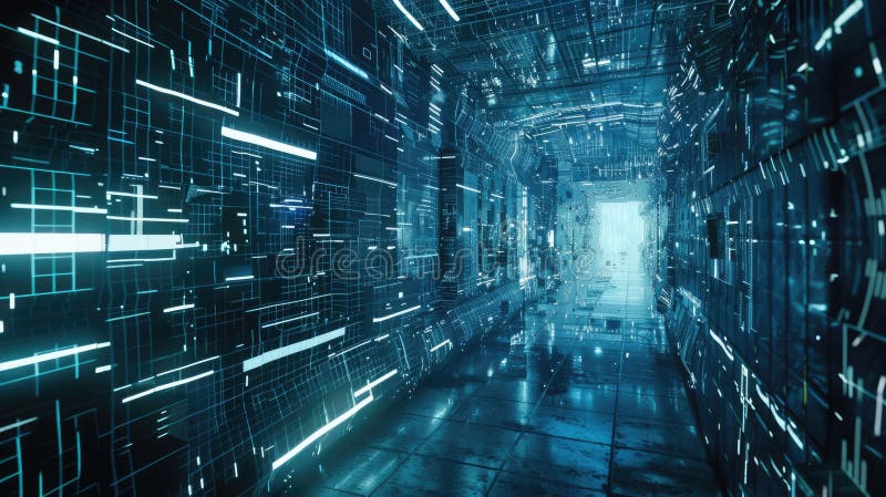 Abstract of Digital Connected Shape and Particle with Tech Cyber Style ...