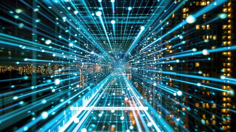 Abstract of Digital Connected Shape and Particle with Tech Cyber Style ...