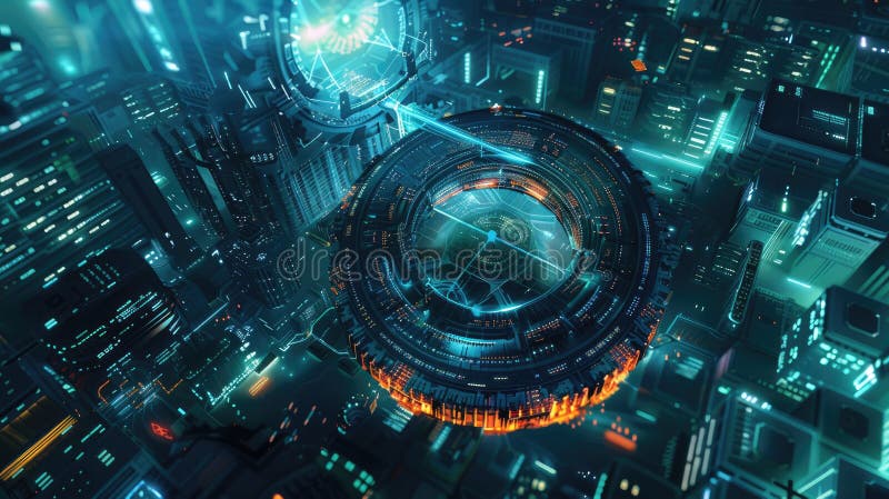 Abstract of Digital Connected Shape and Particle with Tech Cyber Style ...