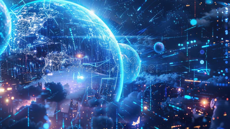 Abstract of Digital Connected Shape and Particle with Tech Cyber Style ...