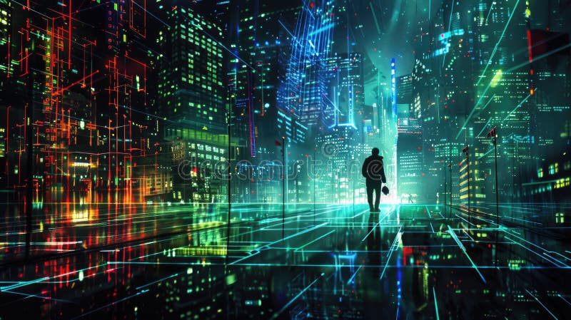 Abstract of Digital Connected Shape and Particle with Tech Cyber Style ...