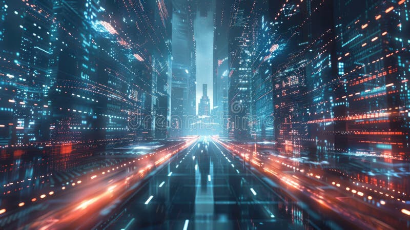 Abstract of Digital Connected Shape and Particle with Tech Cyber Style ...