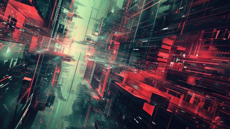 Abstract of Digital Connected Shape and Particle with Tech Cyber Style ...