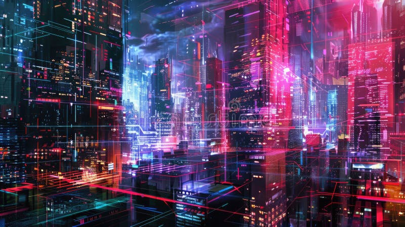 Abstract of Digital Connected Shape and Particle with Tech Cyber Style ...