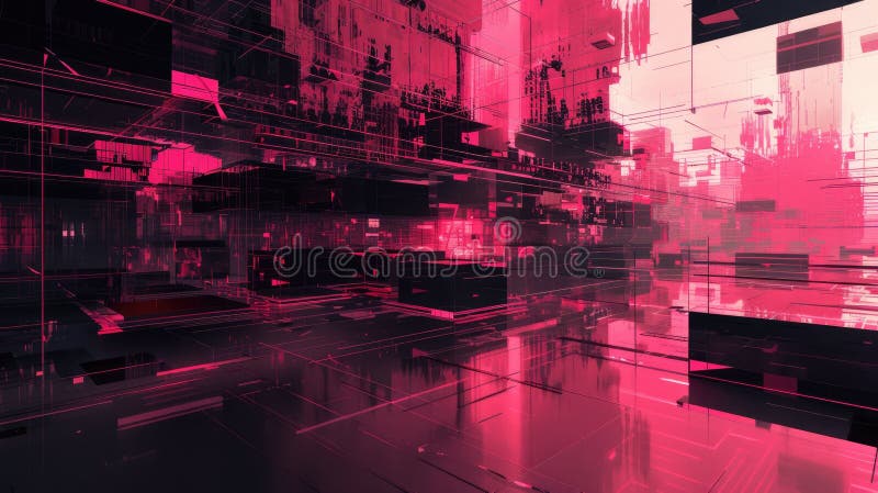 Abstract of Digital Connected Shape and Particle with Tech Cyber Style ...