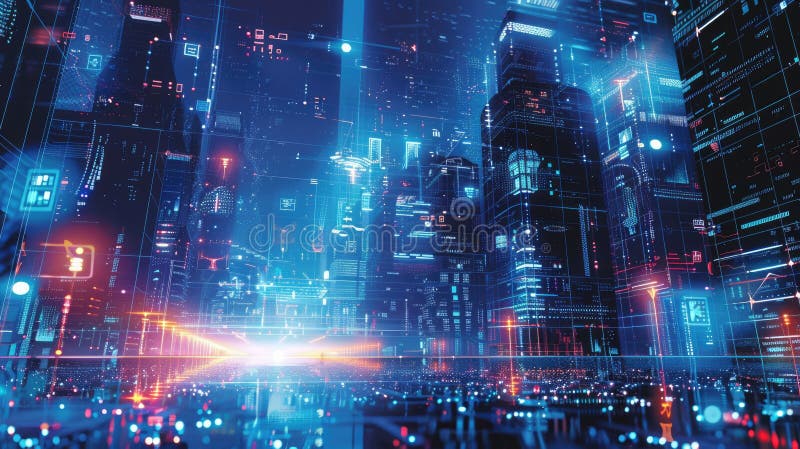 Abstract of Digital Connected Shape and Particle with Tech Cyber Style ...