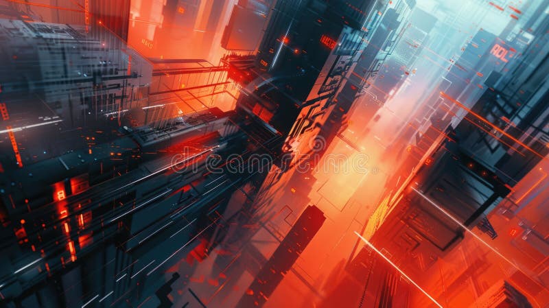 Abstract of Digital Connected Shape and Particle with Tech Cyber Style ...