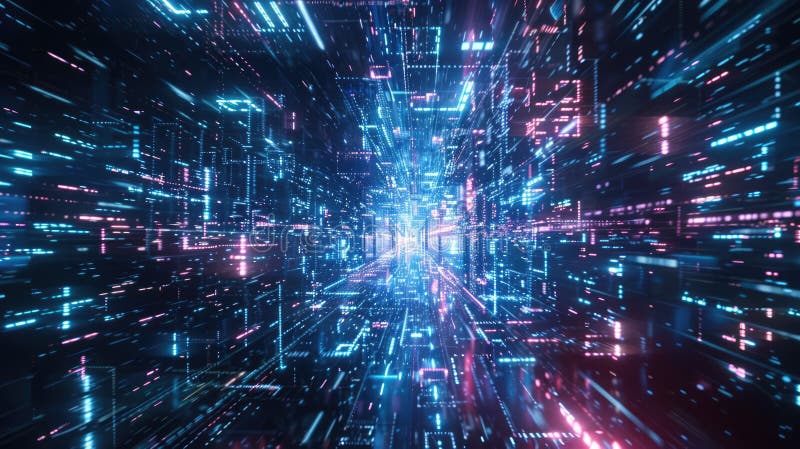 Abstract of Digital Connected Shape and Particle with Tech Cyber Style ...