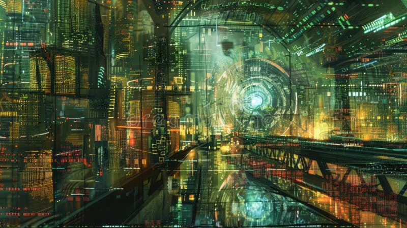 Abstract of Digital Connected Shape and Particle with Tech Cyber Style ...