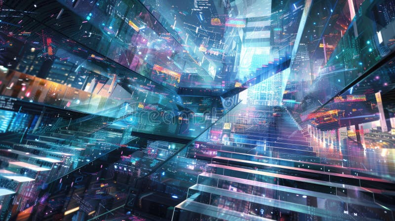 Abstract of Digital Connected Shape and Particle with Tech Cyber Style ...