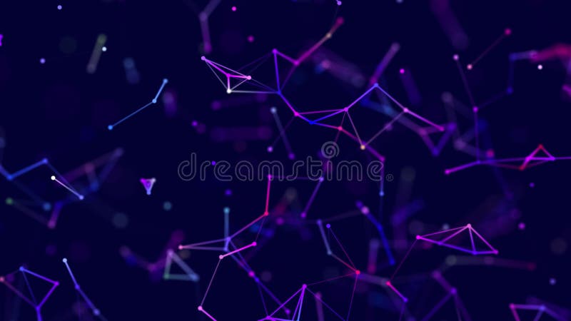 Abstract Digital Connection Moving Dots and Lines. Technology Background. 3d Seamless Loop. 4K ...