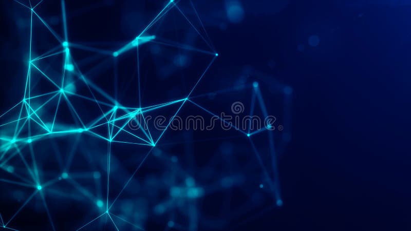 Abstract Digital Connection Moving Dots and Lines. Technology Background. Network Connection ...