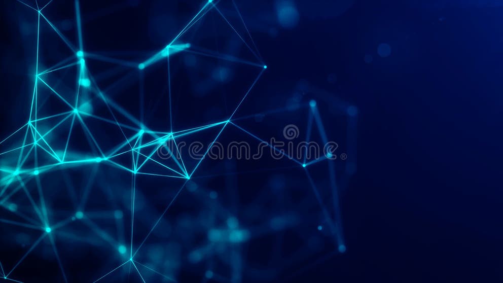 Abstract Digital Connection Moving Dots and Lines. Technology Background. Network Connection ...