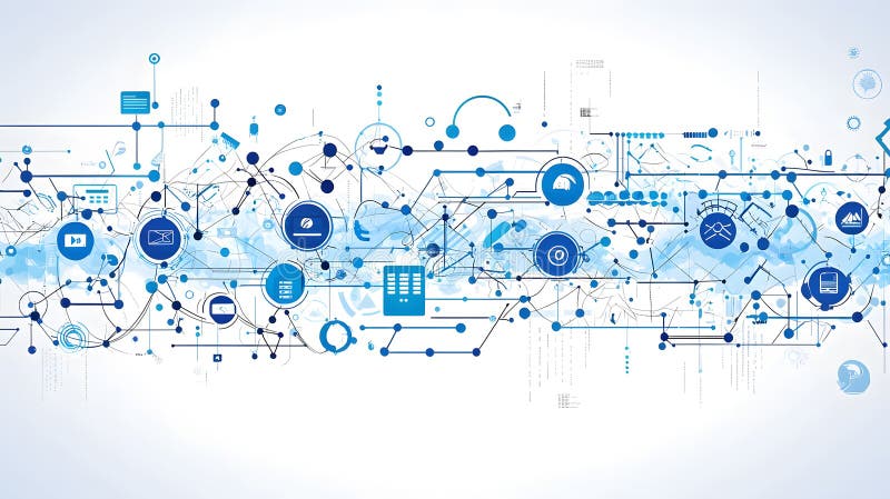 Abstract Digital Connections in Blue Tones. Stock Image - Image of ...