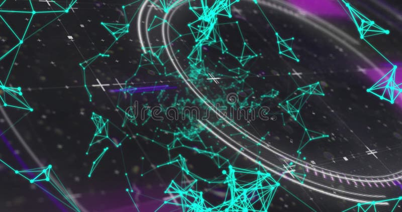 Abstract Digital Connections Form a Network Across a Purple Backdrop ...