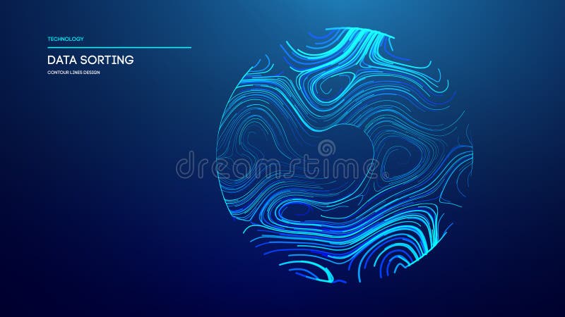 Abstract Digital Contour Lines on a Blue Background Representing Data ...
