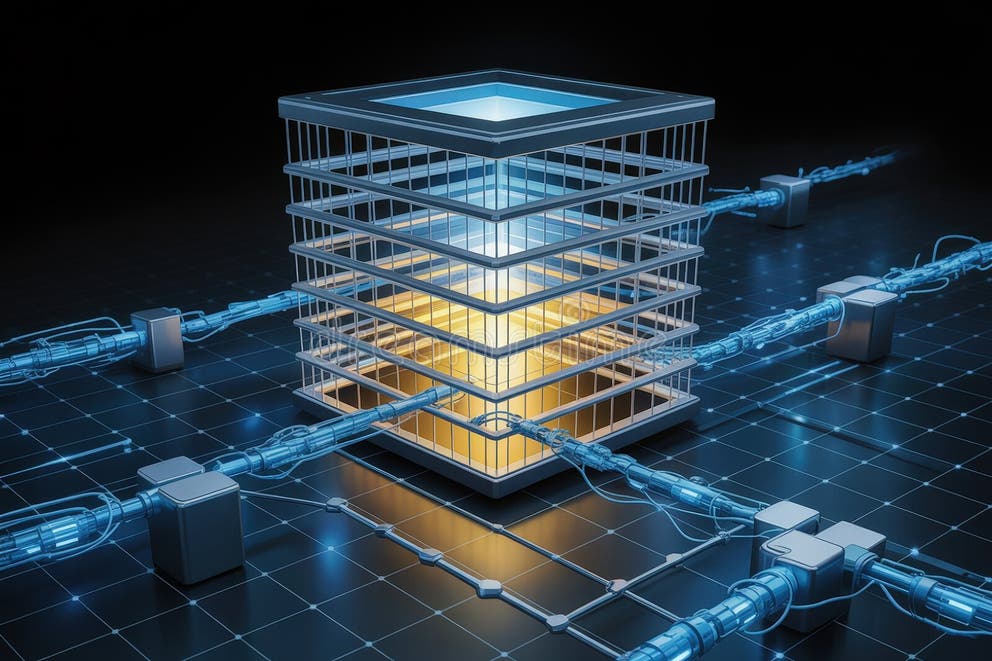 Abstract Digital Core and Data Network Visualization. Stock ...
