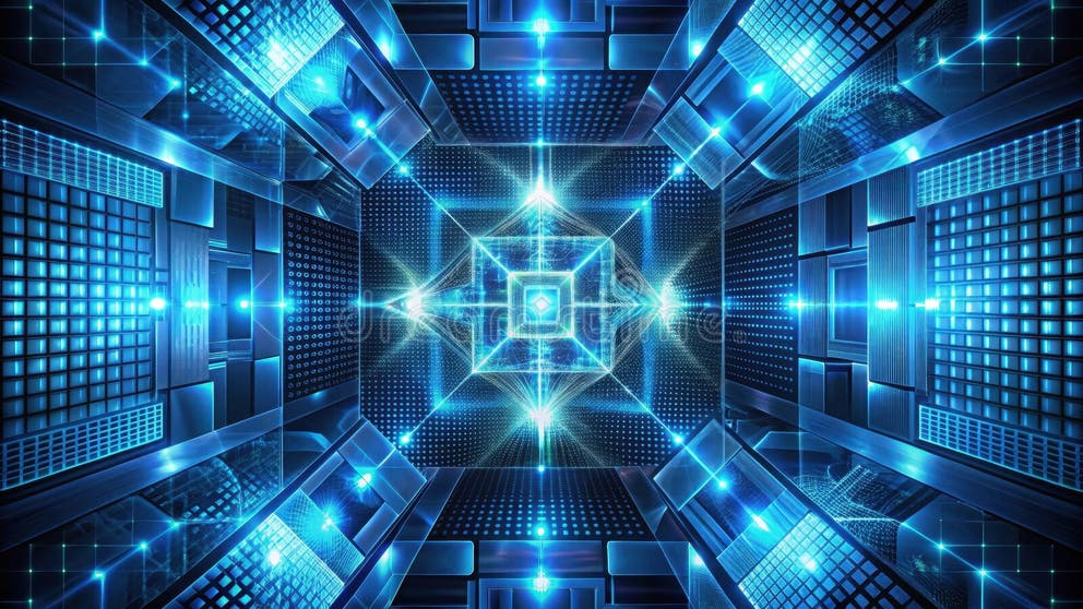 Abstract Digital Core Futuristic Network Architecture Illuminated by ...