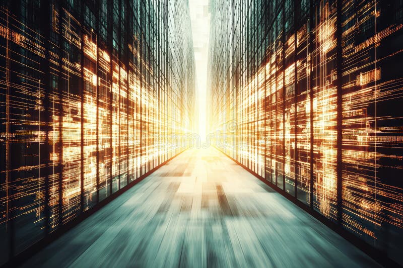 Abstract Digital Corridor with Light and Data Representation Stock ...