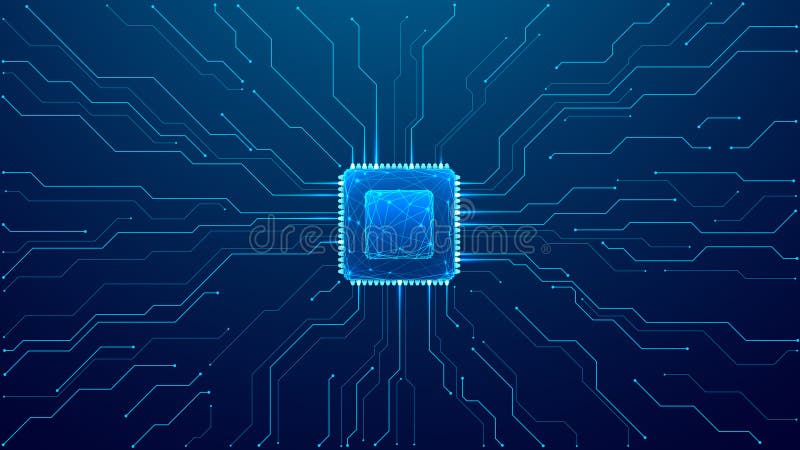 Abstract Digital CPU Chip Background on Technology Blue Background ...