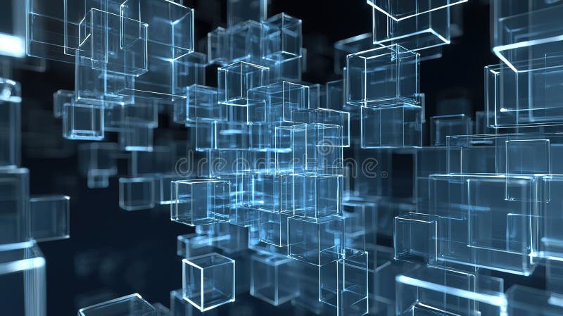 Abstract Digital Cubes Floating in Space, Illustrating Modern ...