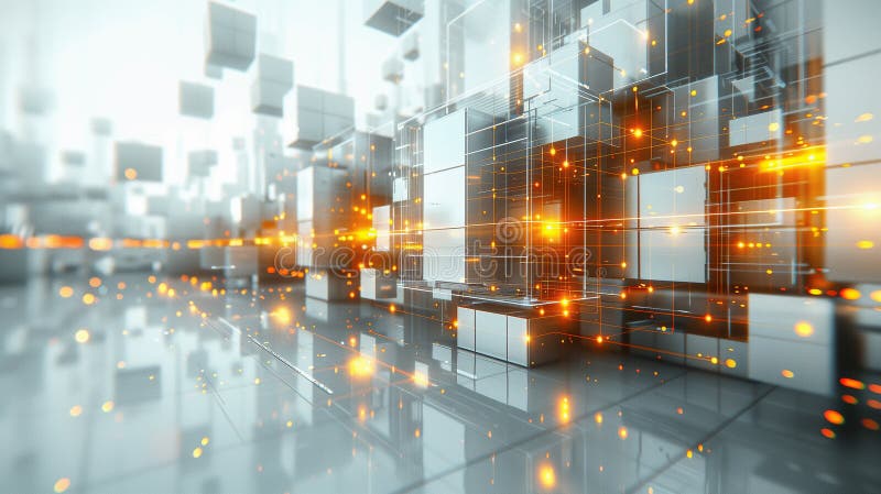 Futuristic Digital Network Concept Art Stock Illustration ...