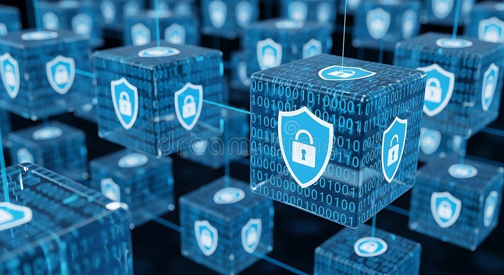 Abstract Digital Cubes Representing Data Security and Cyber Protection ...