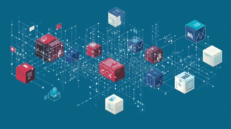 Abstract Digital Cubes Representing Data Visualization and Analytics in ...